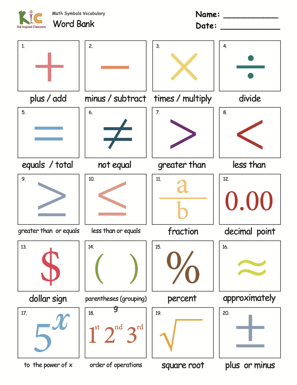 Math for ELLs - Vocabulary Theme - PDF Download | Kid-Inspired Classroom