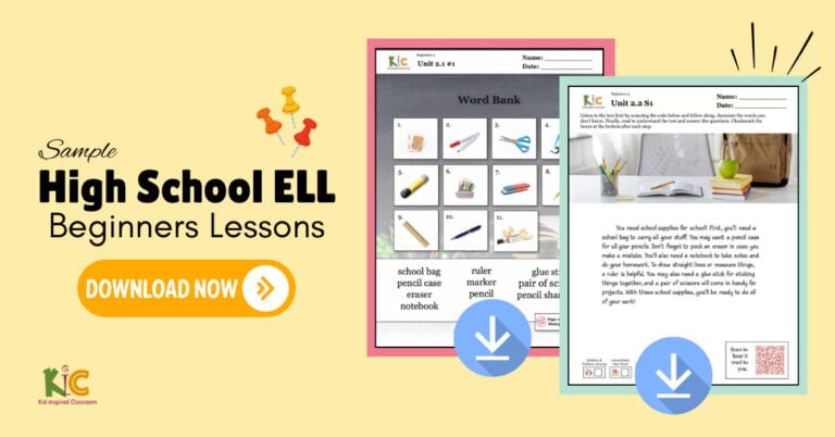 Grade 6-12 Beginners 4 Resources for ELLs - [DOWNLOAD] | Kid-Inspired ...